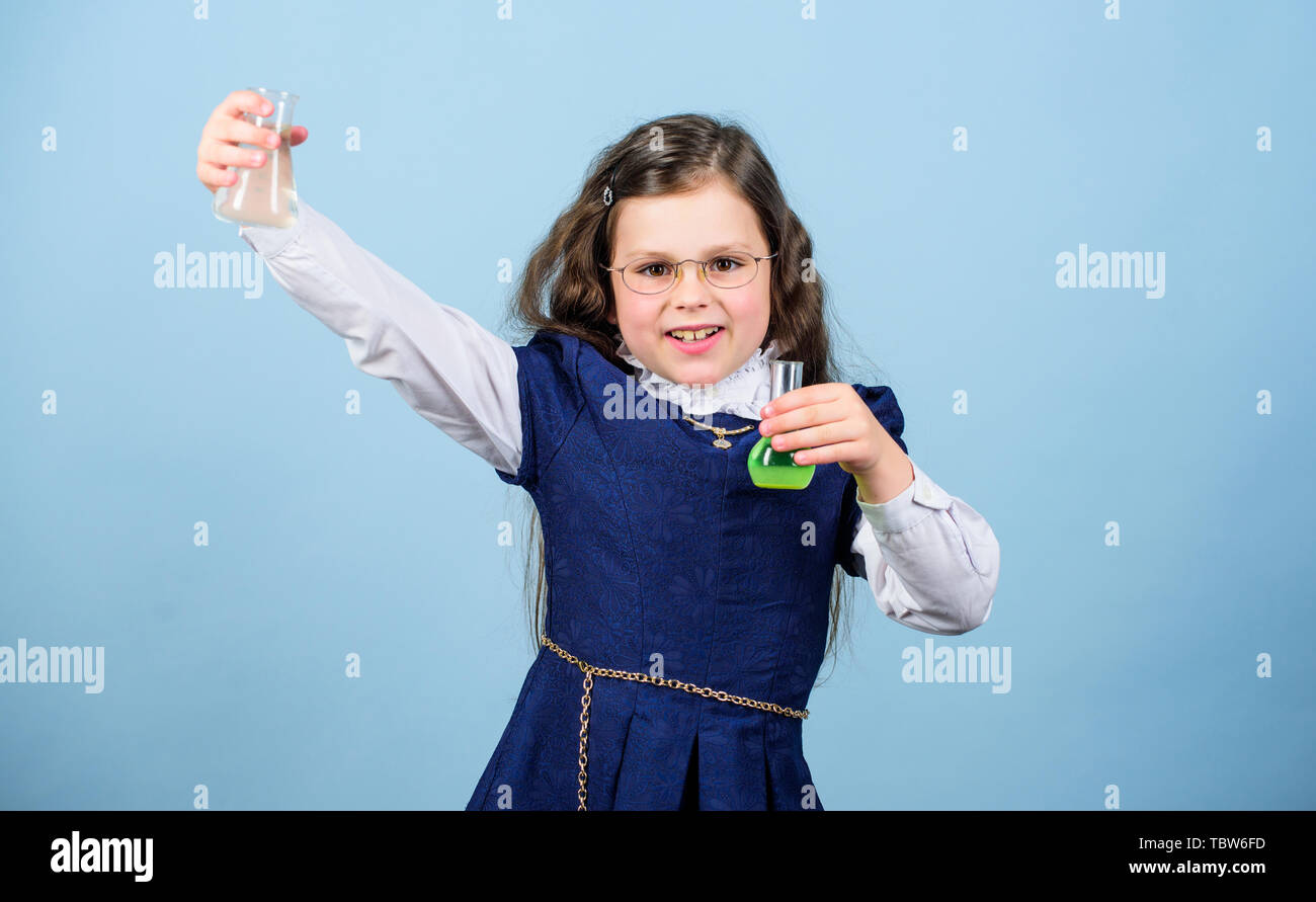 science research in lab. Small genius girl. education and knowledge ...