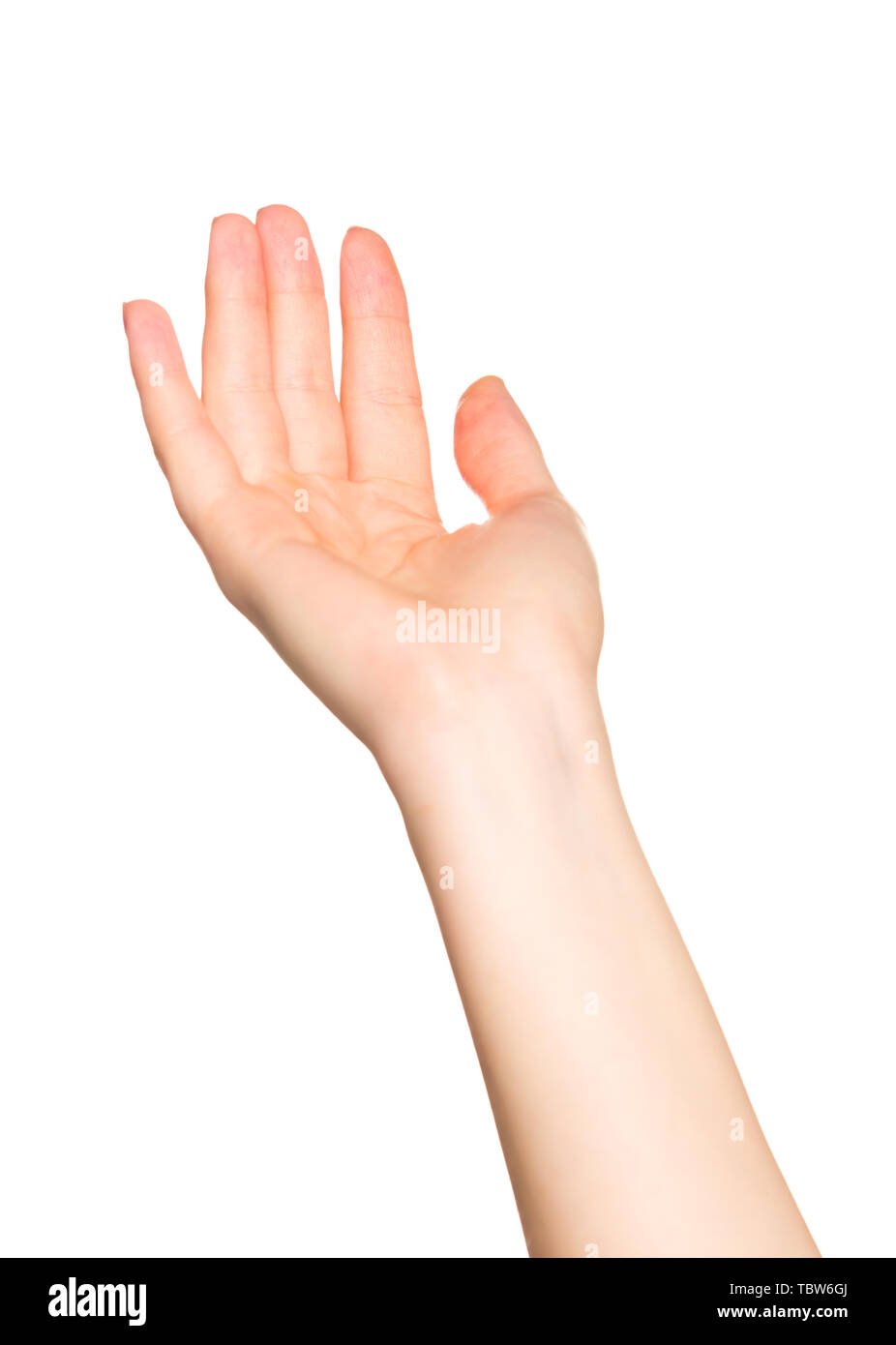 Female hand gesture isolated on white background Stock Photo - Alamy