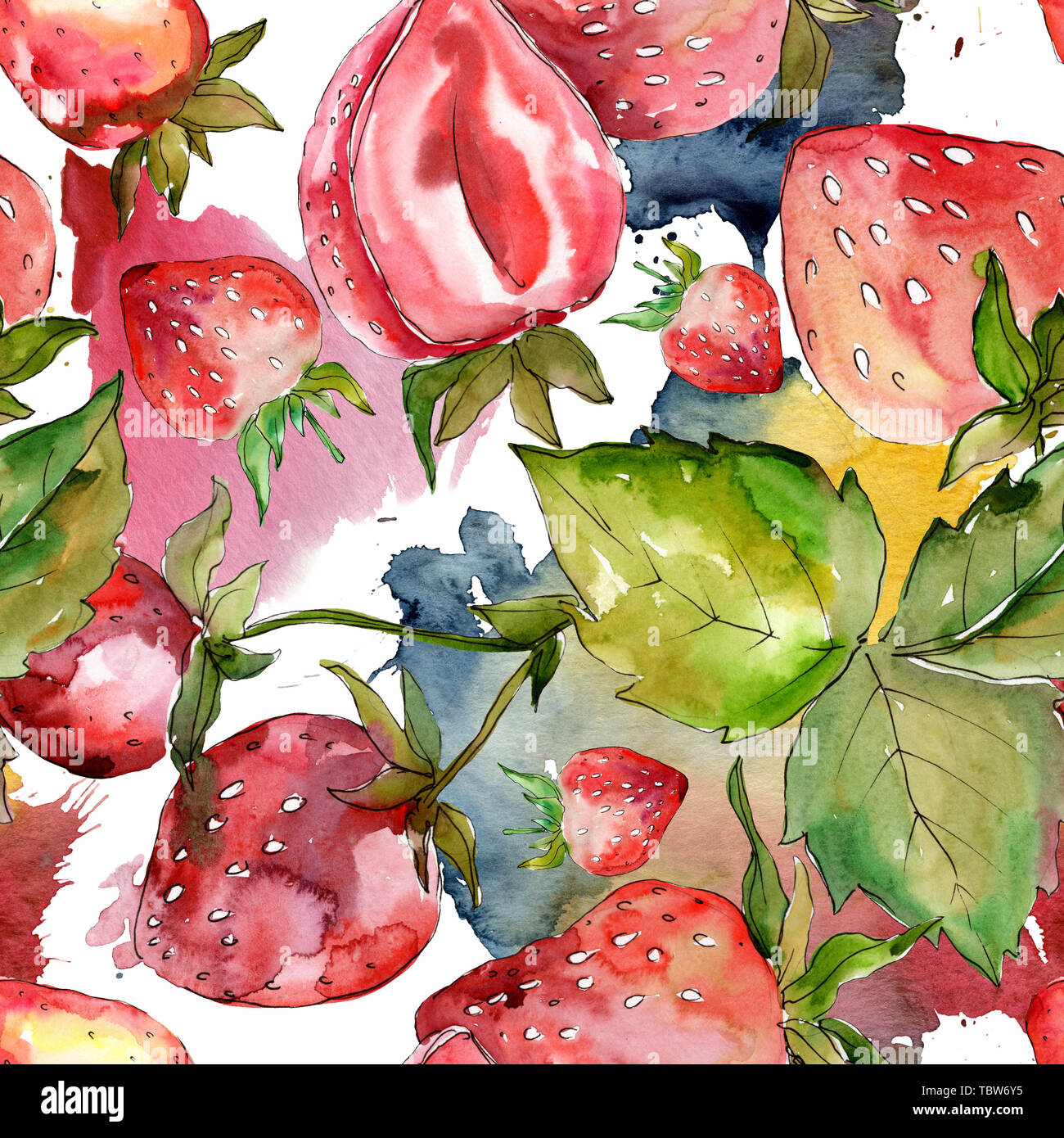 Strawberry healthy food. Watercolor background illustration set ...