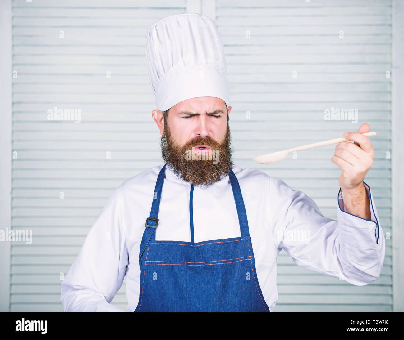 Food aesthetics. Bearded man cook in kitchen, culinary. Dieting and ...