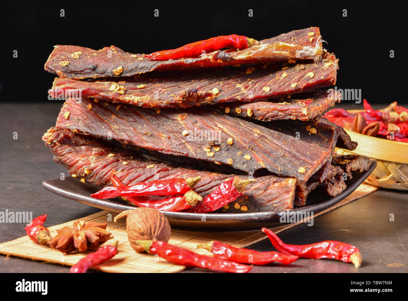 Air-dried hand-torn beef HD picture Stock Photo - Alamy