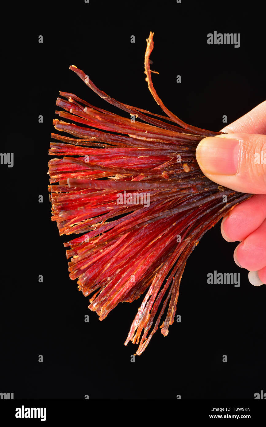 Air-dried hand-torn beef HD picture Stock Photo - Alamy