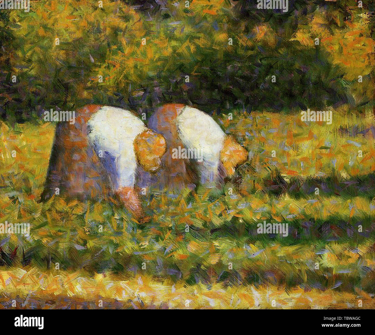 Georges Seurat - Farm Women Work 1882 Stock Photo - Alamy