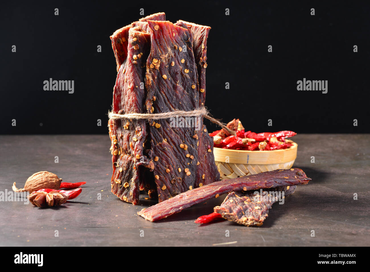 Air-dried hand-torn beef HD picture Stock Photo - Alamy