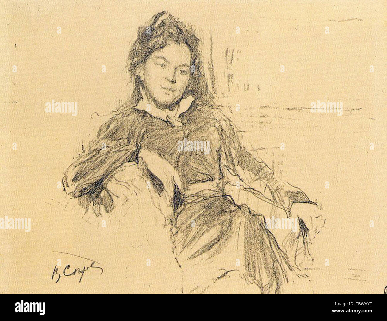 Valentin Serov - Portrait Artist P Ostroumov Lebedev 1899 Stock Photo ...