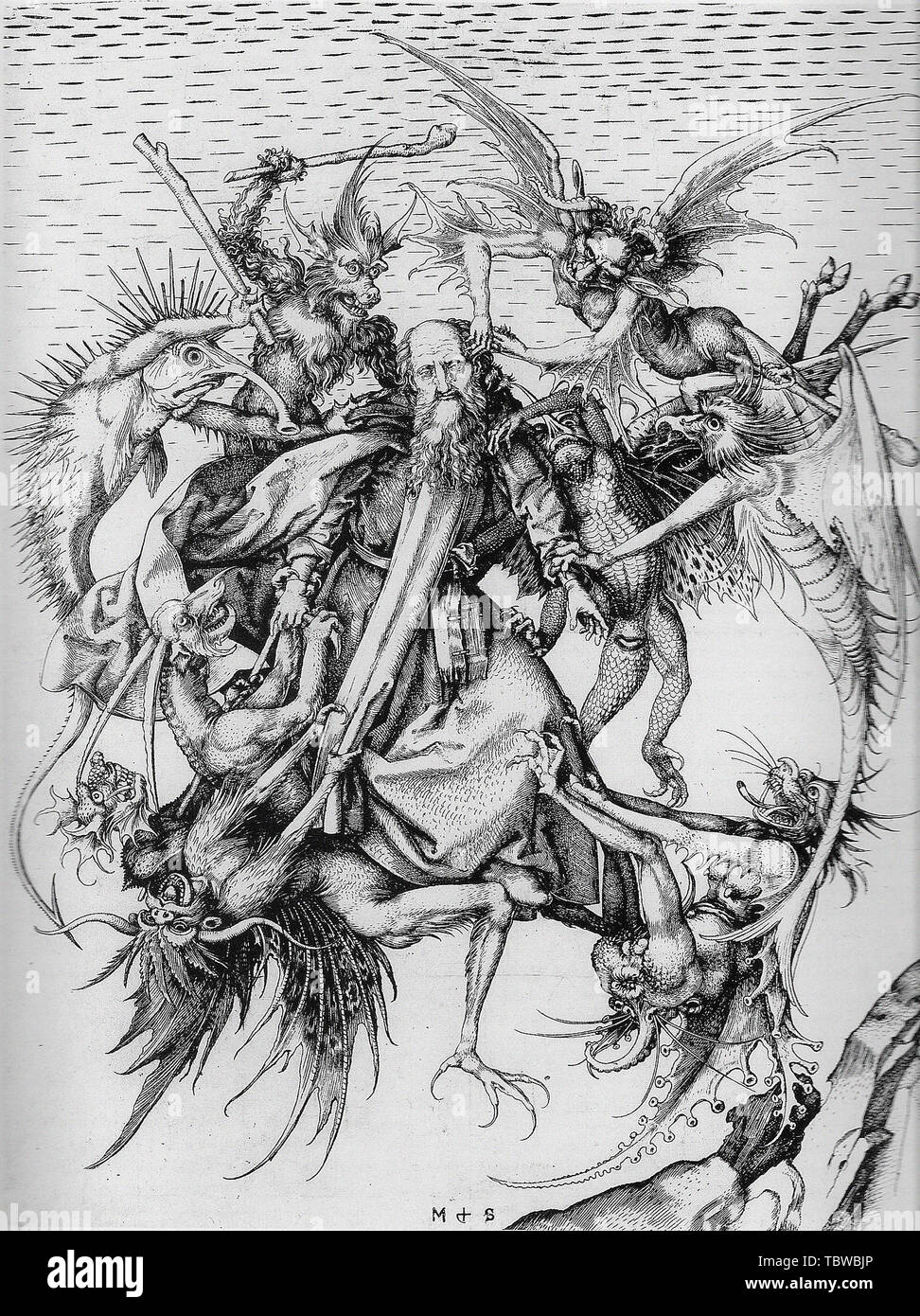 Martin Schongauer - Temptation St Anthony Stock Photo - Alamy