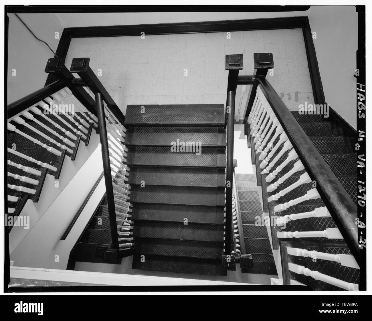 MAIN BUILDING. INTERIOR VIEW TO SOUTH FROM FOURTH FLOOR OF MAIN STAIR ...