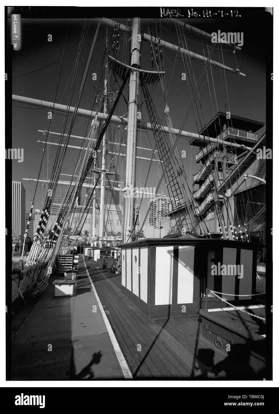 MAIN DECK, VIEW FORWARD FROM MIDSHIP, LOOKING AT MIDSHIP CABINS, GALLEY ...