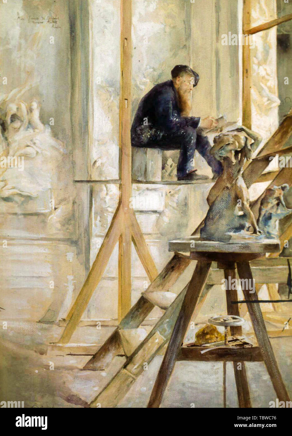 Auguste Rodin, Rodin in his Studio, painting by Allan Osterlind, 1885 ...