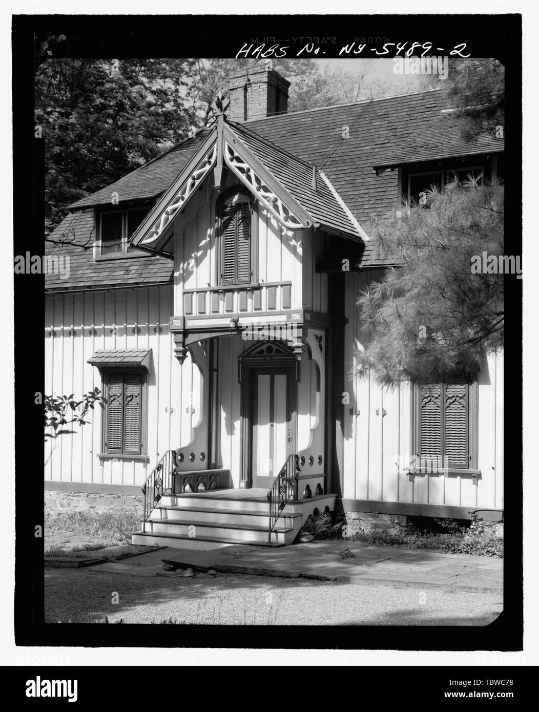 MAIN ELEVATION, DETAIL OF ENTRANCE GABLE AND STAIR Springside, Academy ...