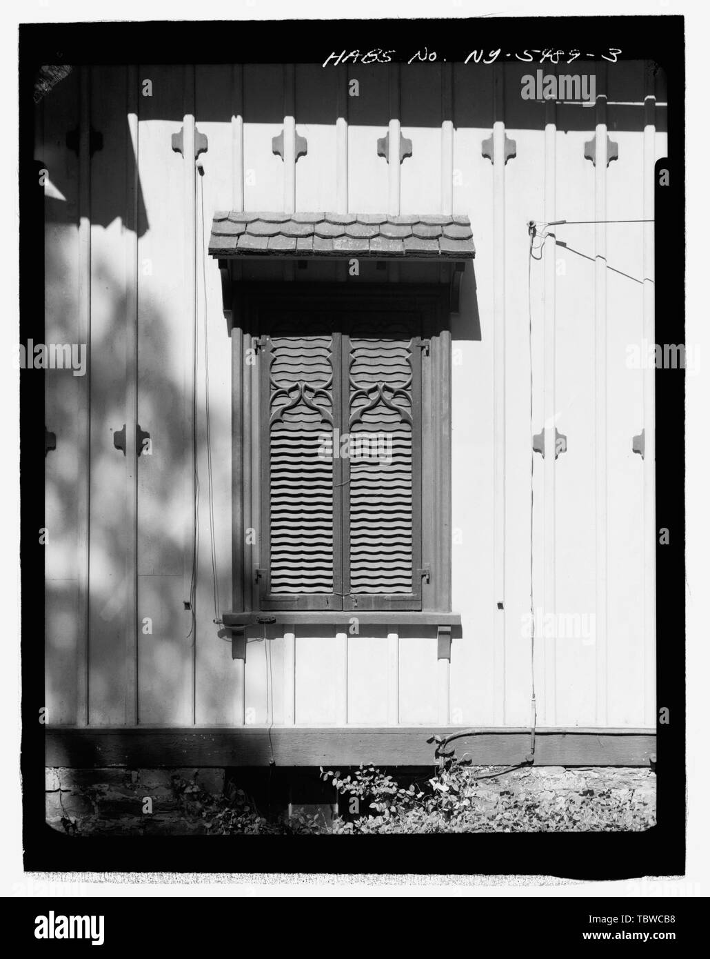 MAIN ELEVATION, DETAIL OR SHUTTERED WINDOW TO THE RIGHT OF ENTRANCE ...