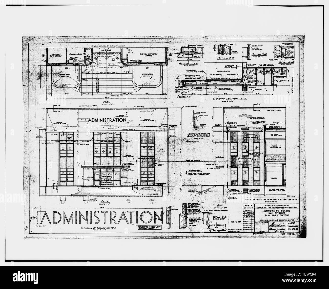 MAIN ENTRANCE PLAN and ELEVATION, SHEET NO. 7052106.16 OF 98. Oakland ...