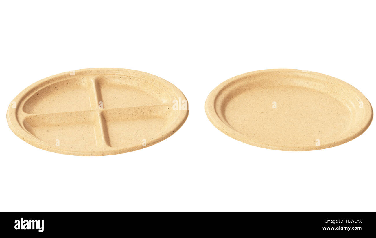 Packaging food plates cardboard brown on white isolated background. 3D ...