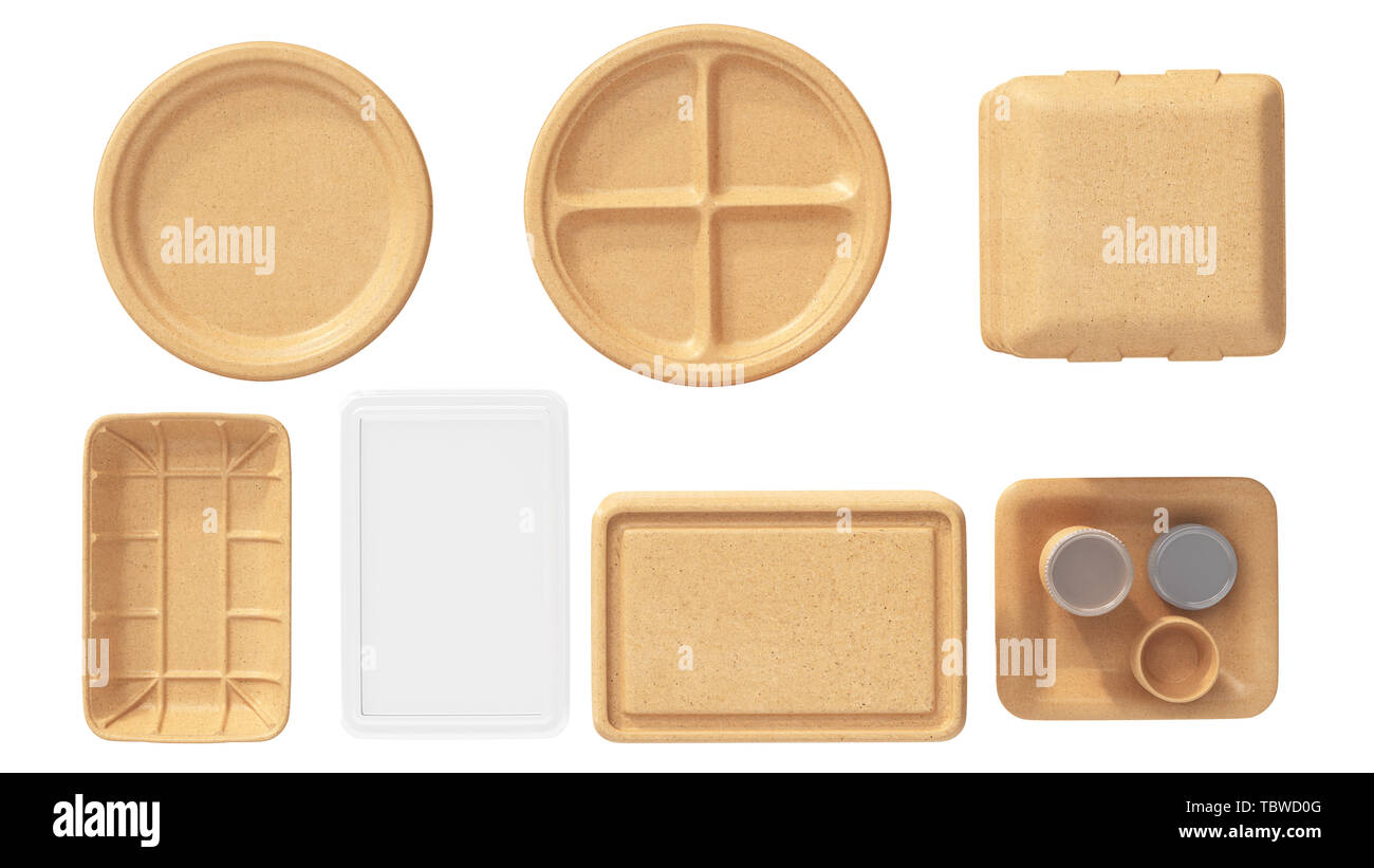 Packaging food box cardboard brown on white isolated background, top ...