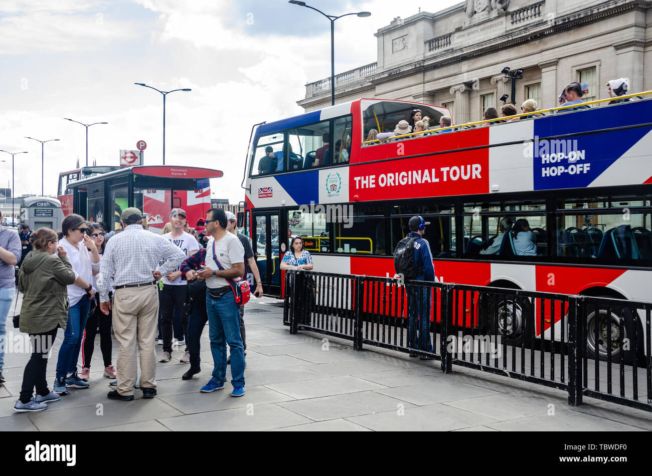 An open top double decker tour bus in London, UK Stock Photo - Alamy