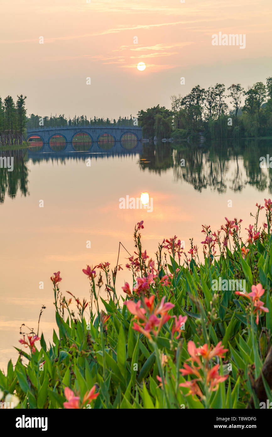 Sunset at Guixi Lake, Chengdu Stock Photo - Alamy