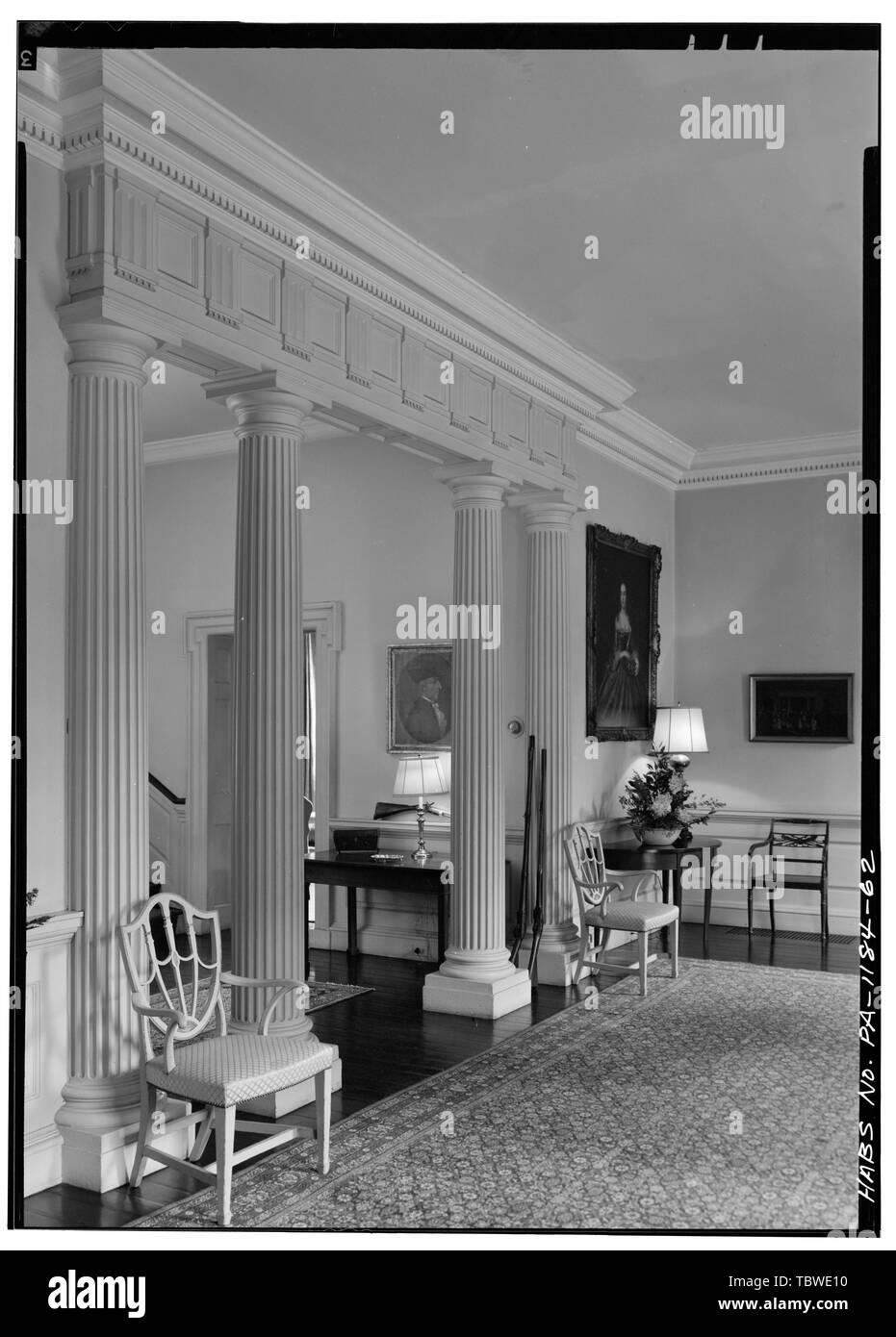 MAIN HALL COLONNADE Cliveden, 6401 Germantown Avenue, Philadelphia ...