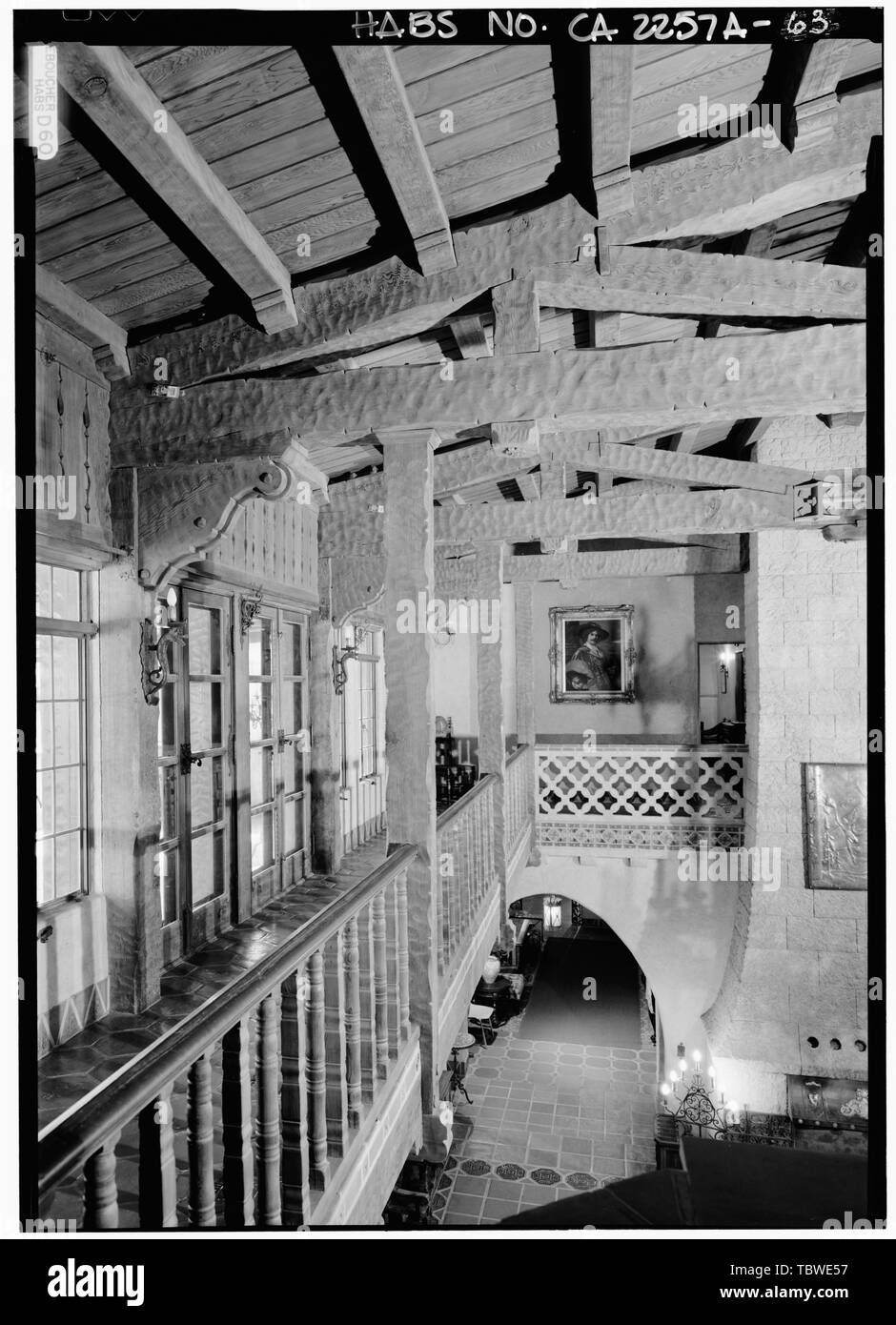 MAIN HOUSE INTERIOR, LIVING HALL, GALLERY LOOKING WEST Death Valley ...
