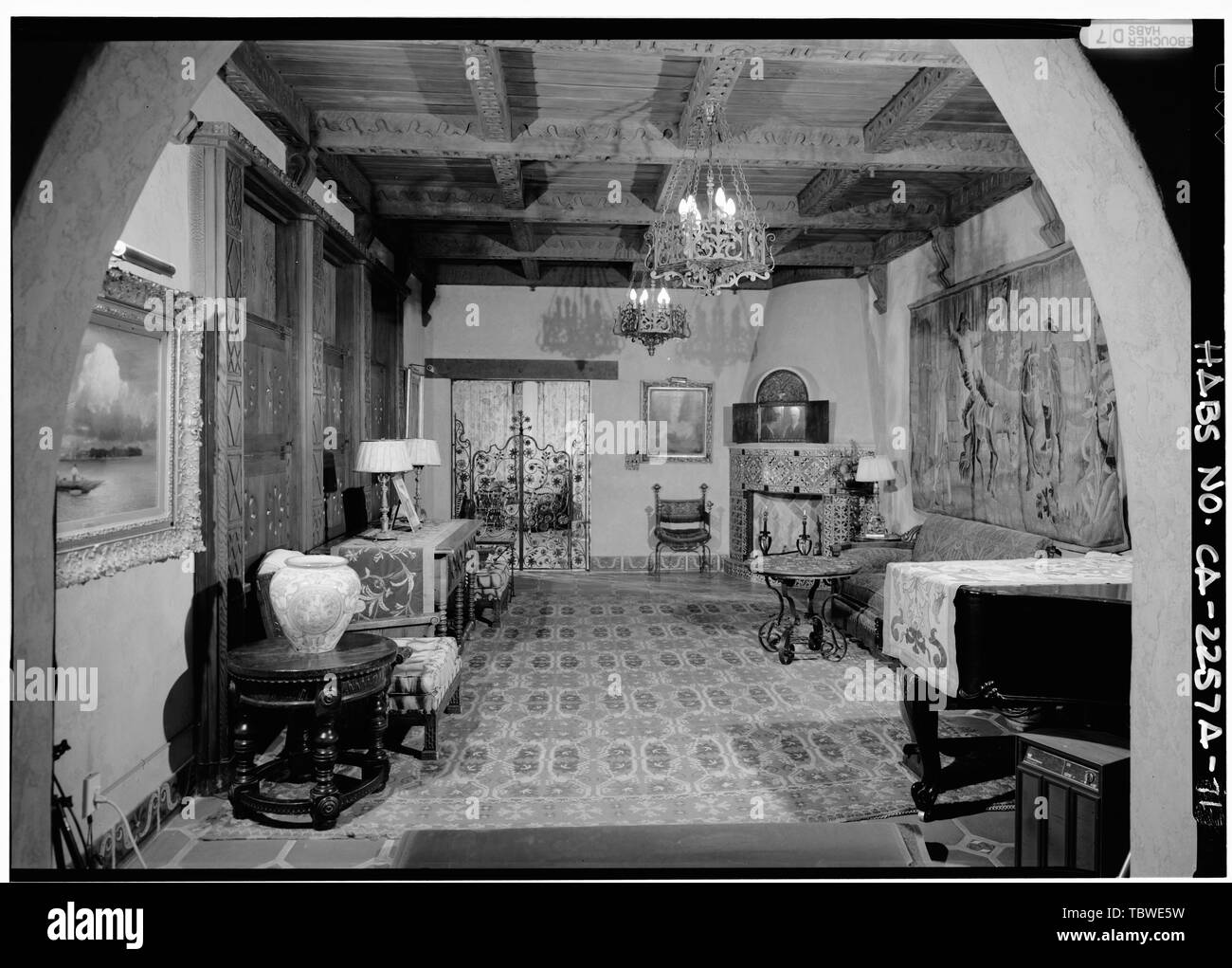 MAIN HOUSE INTERIOR, LOWER MUSIC ROOM, LOOKING WEST Death Valley Ranch ...