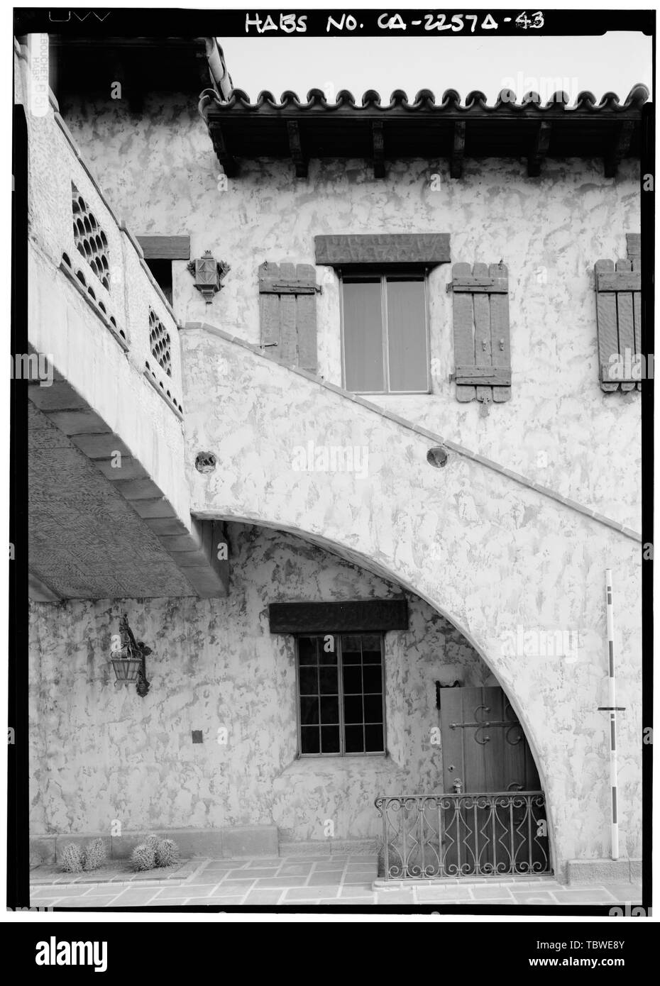 MAIN HOUSE, NORTH ELEVATION, BRIDGE AND EXTERIOR STAIR TO SECOND FLOOR ...