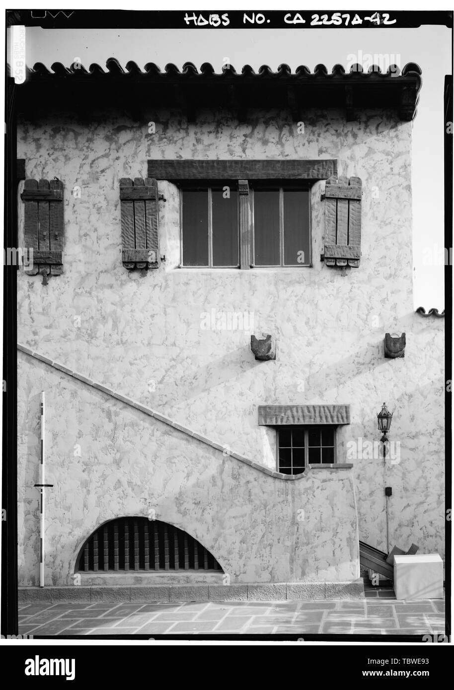 MAIN HOUSE, NORTH ELEVATION, EXTERIOR STAIR TO SECOND FLOOR WITH SCALE ...