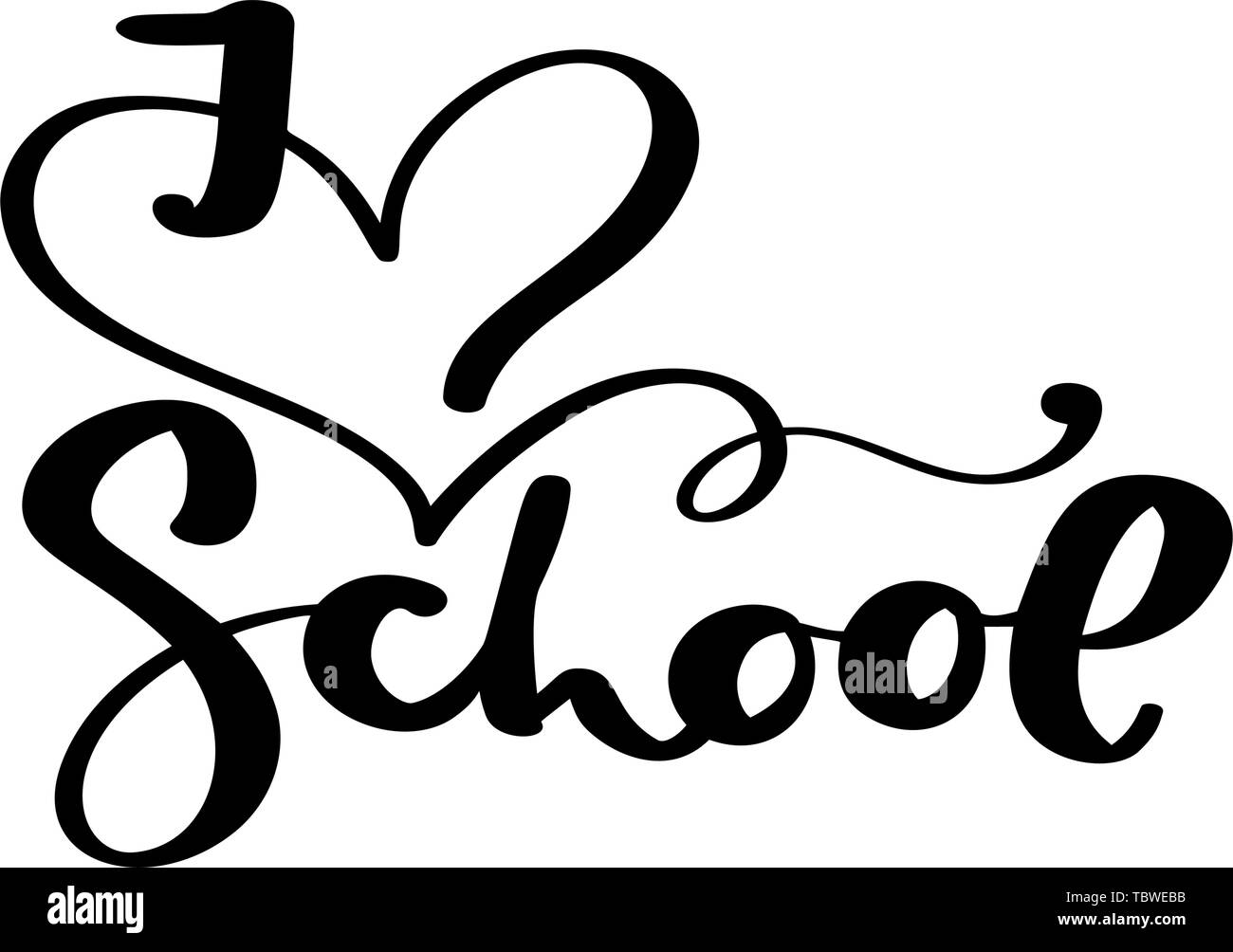 I love School hand dranw vector brush calligraphy lettering text ...