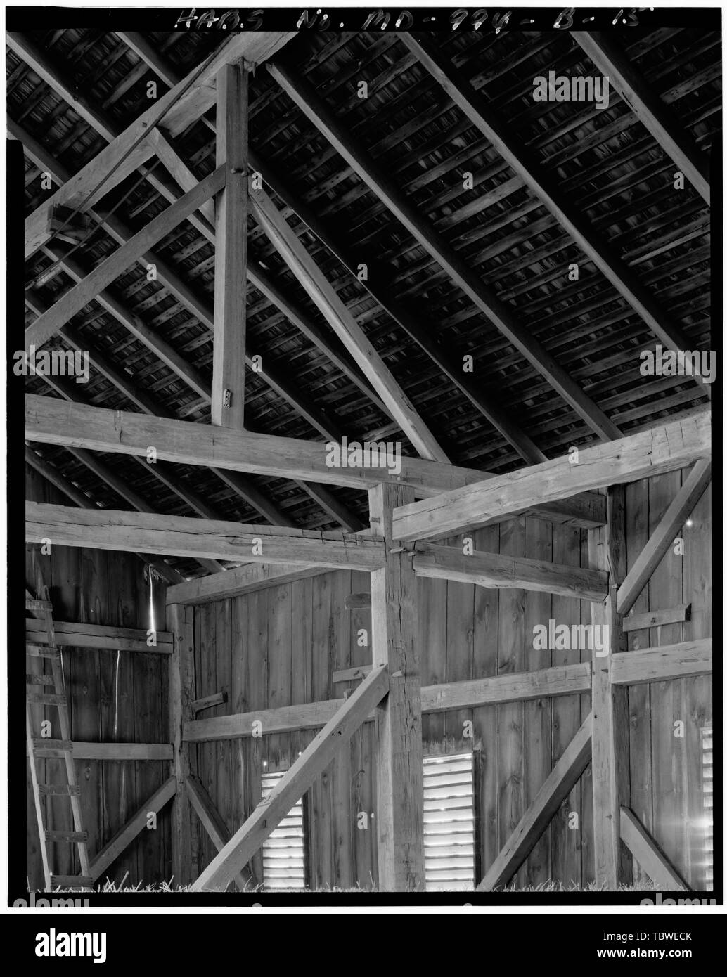MAIN LEVEL VIEW OF POST BEAM PEG DETAILS, VIEW OF SOUTHEAST CORNER FROM ...