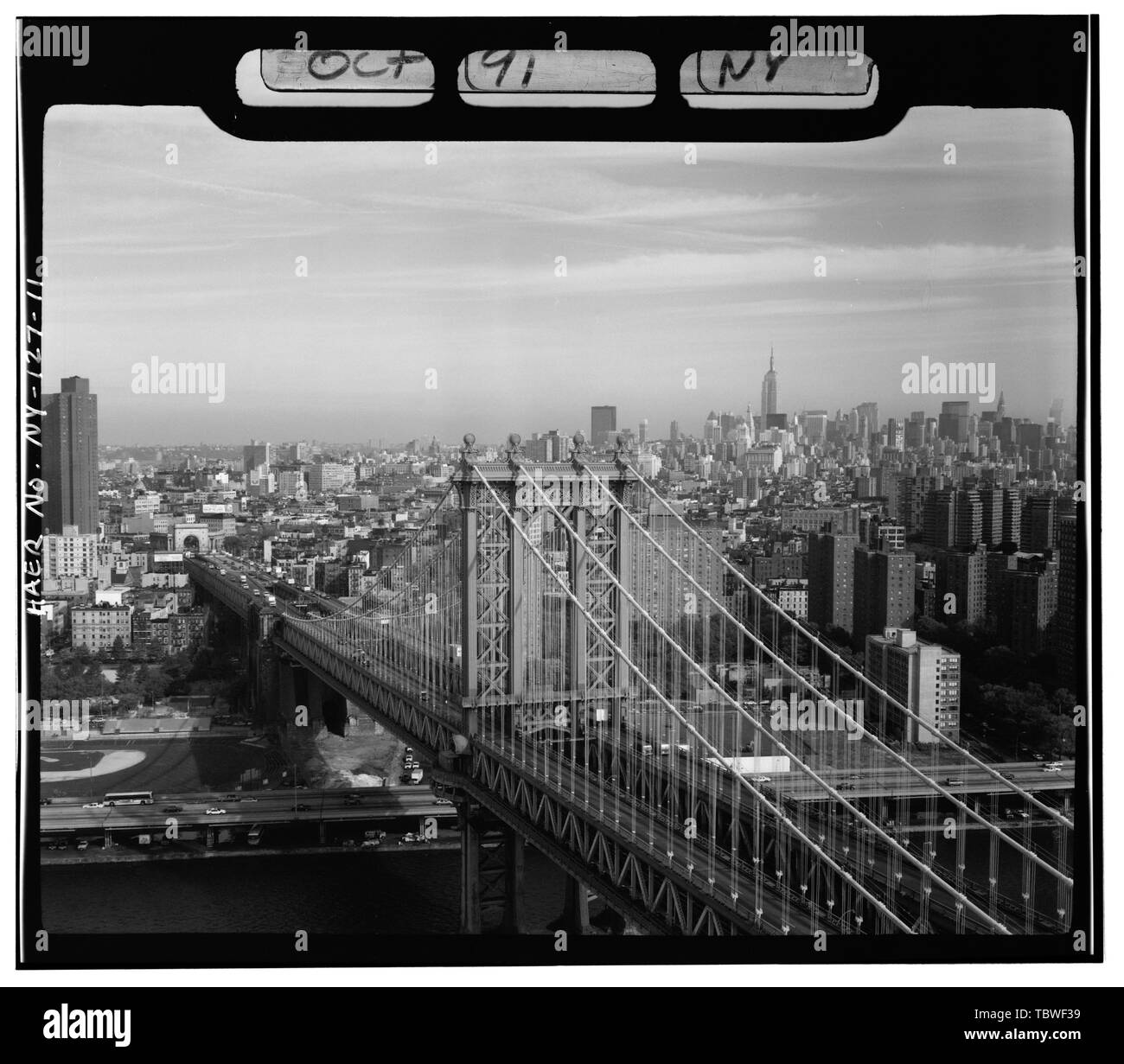 MANHATTAN TOWER LOOKING NORTHWEST Manhattan Bridge, Spanning East River ...