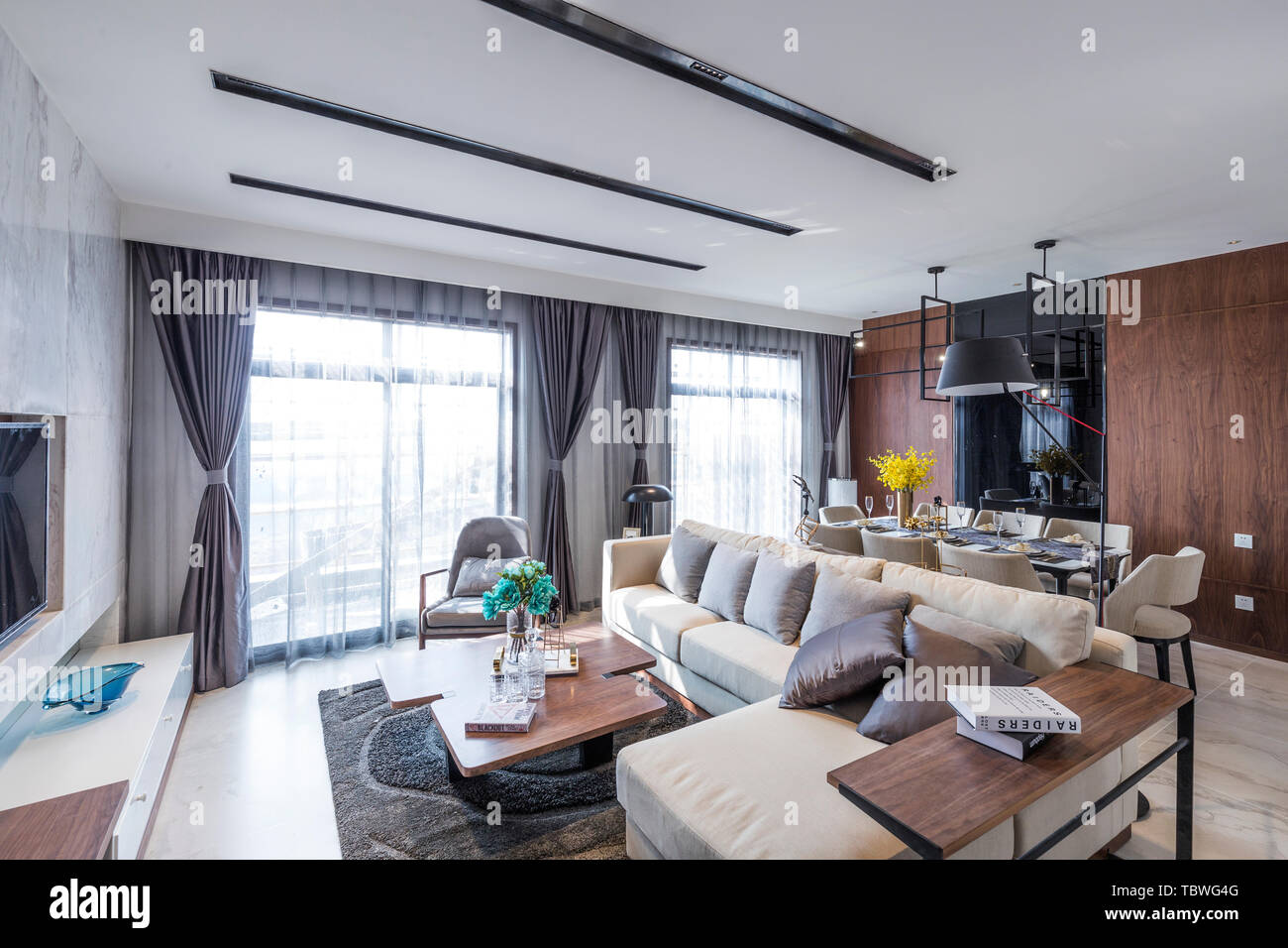 Design of interior design space of model room in modern living room ...