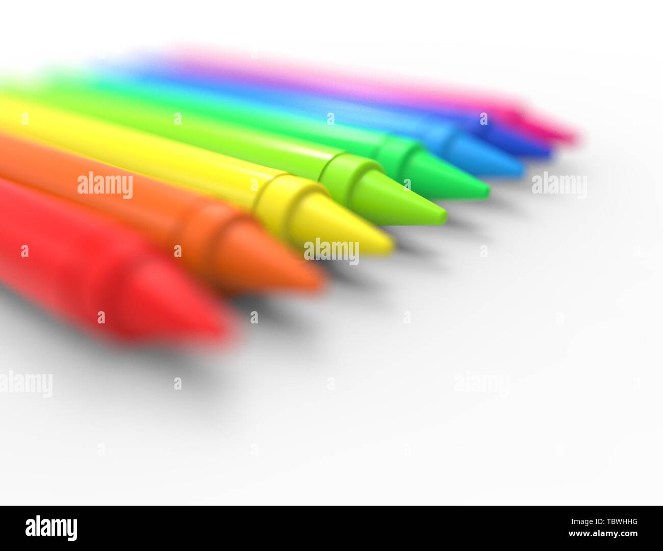 3D rendering of multiple crayons isolated on white studiobackground ...