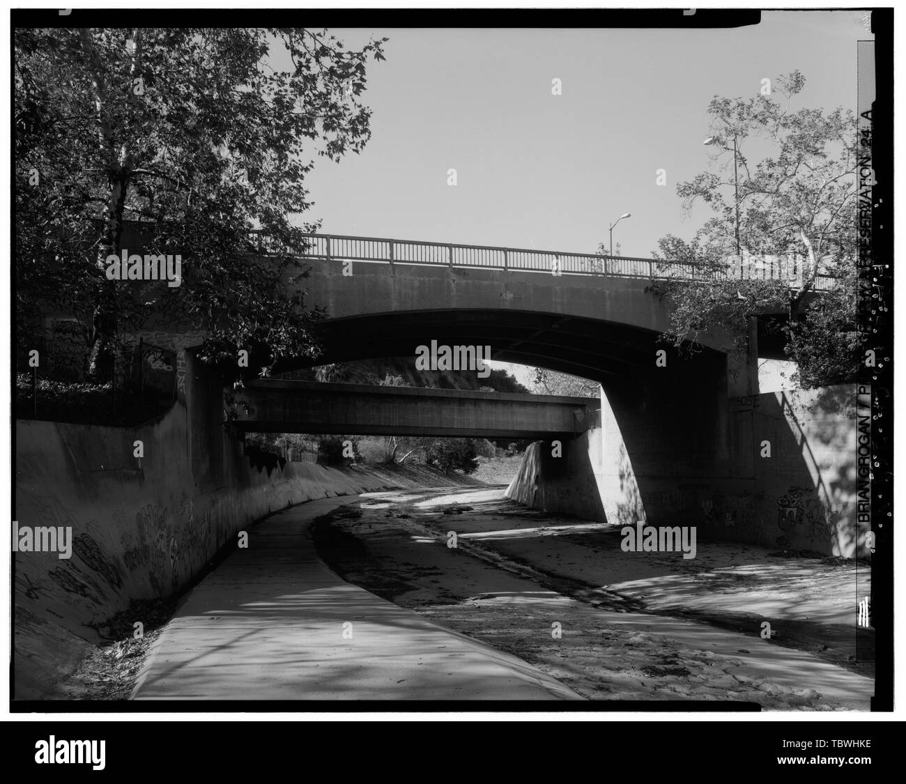 MARMION WAY BRIDGE OVERCROSSING OF THE ARROYO SECO CHANNEL. NOTE ACCESS ...