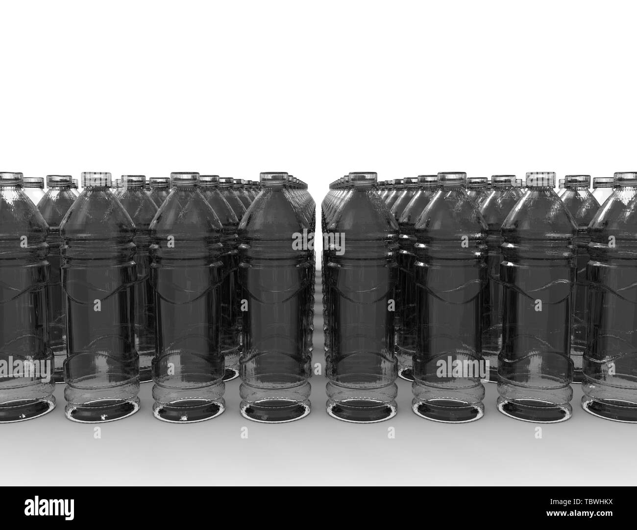 3D rendering of plastic bottles isolated in white studio background ...