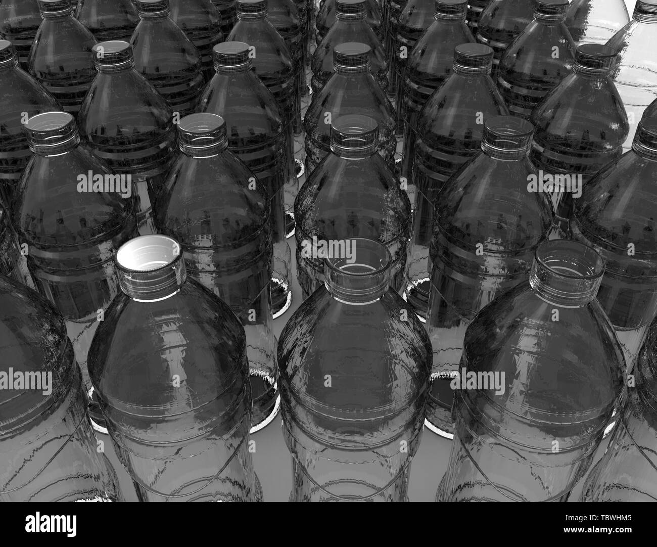 3D rendering of plastic bottles isolated in white studio background ...