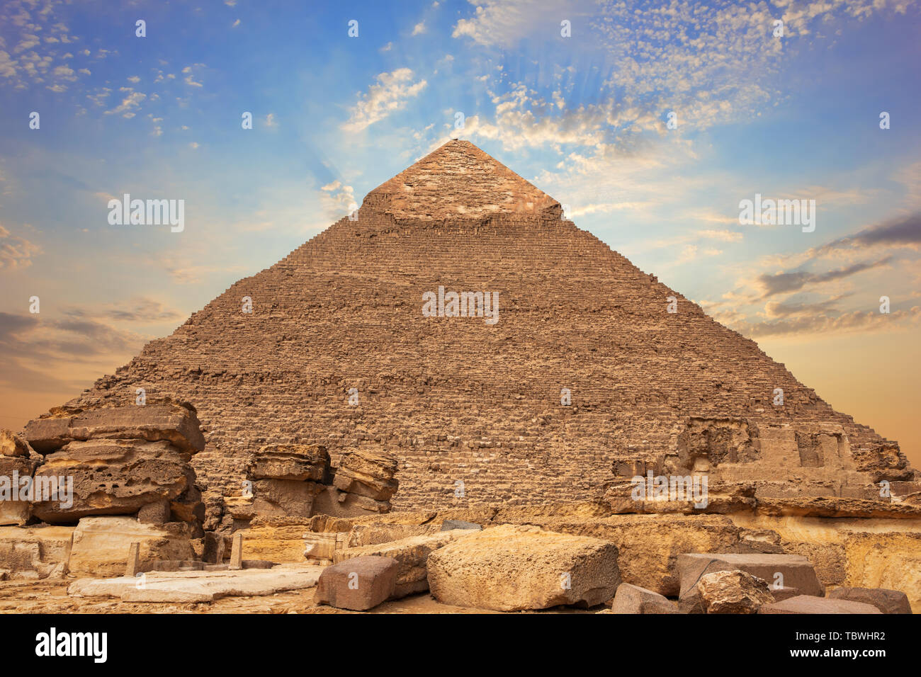Ruins of the Pyramid of Chephren in Giza, Egypt Stock Photo - Alamy