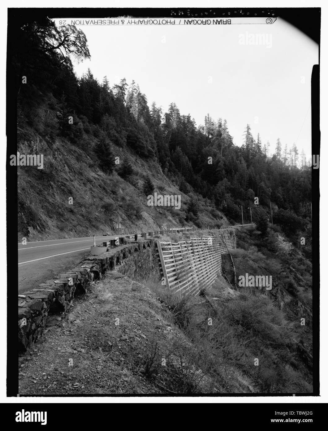 MASONRY GUARD WALL AND CONCRETE CRIBBING. ROAD VIEW 1.5 MILES NORTH OF ...