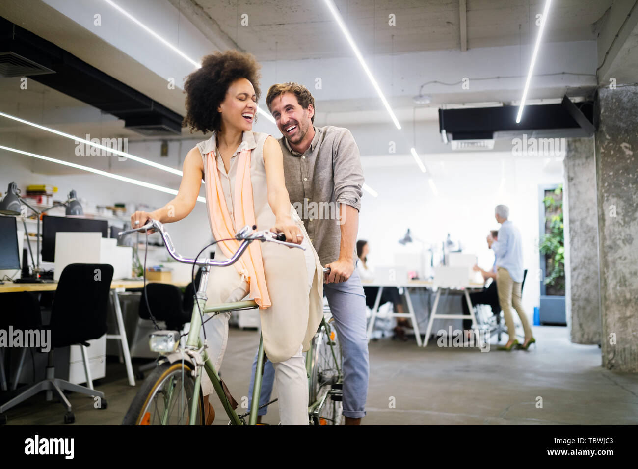 Group of multiethnic business people having corporate fun in office ...