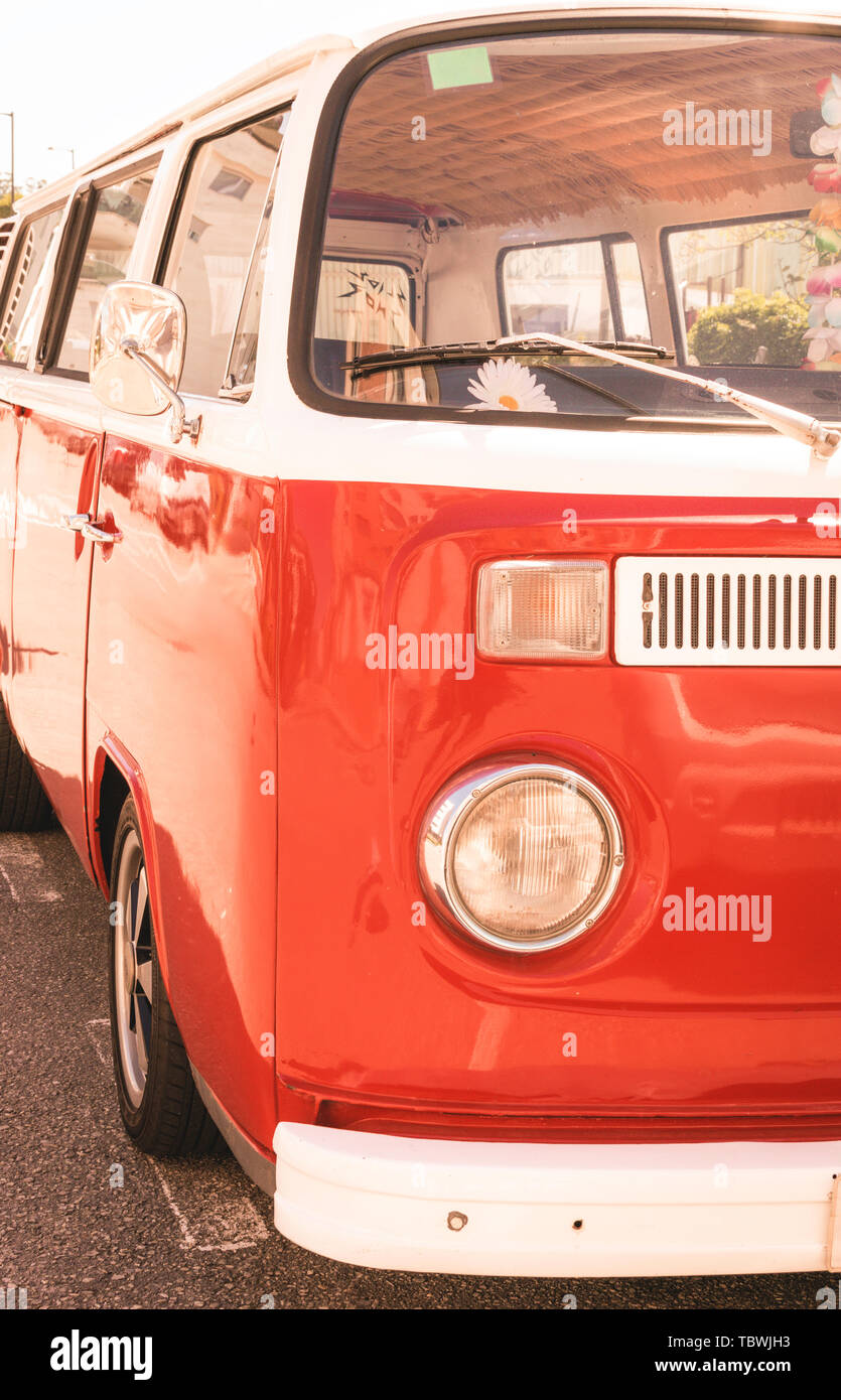 vintage hippie surf vehicle. Adventure concept Stock Photo - Alamy