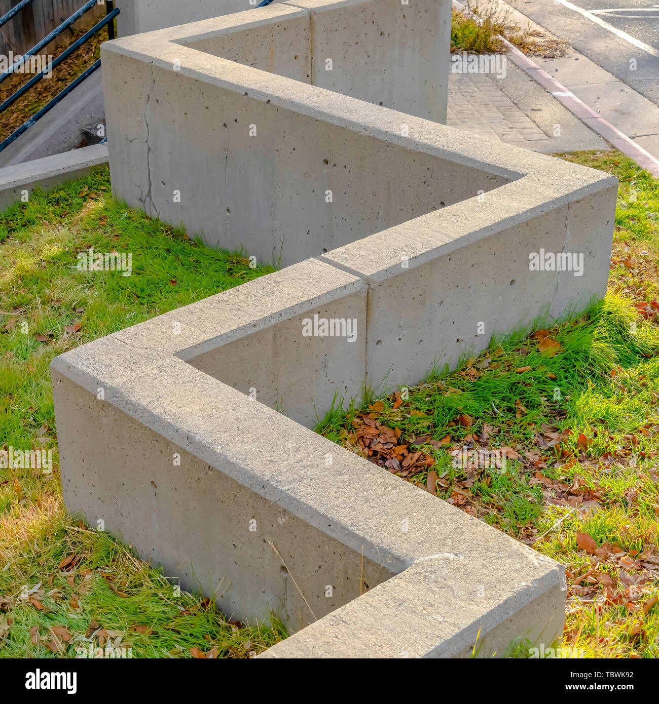 Square Concrete block barrier connected to an outdoor stairs in Salt ...