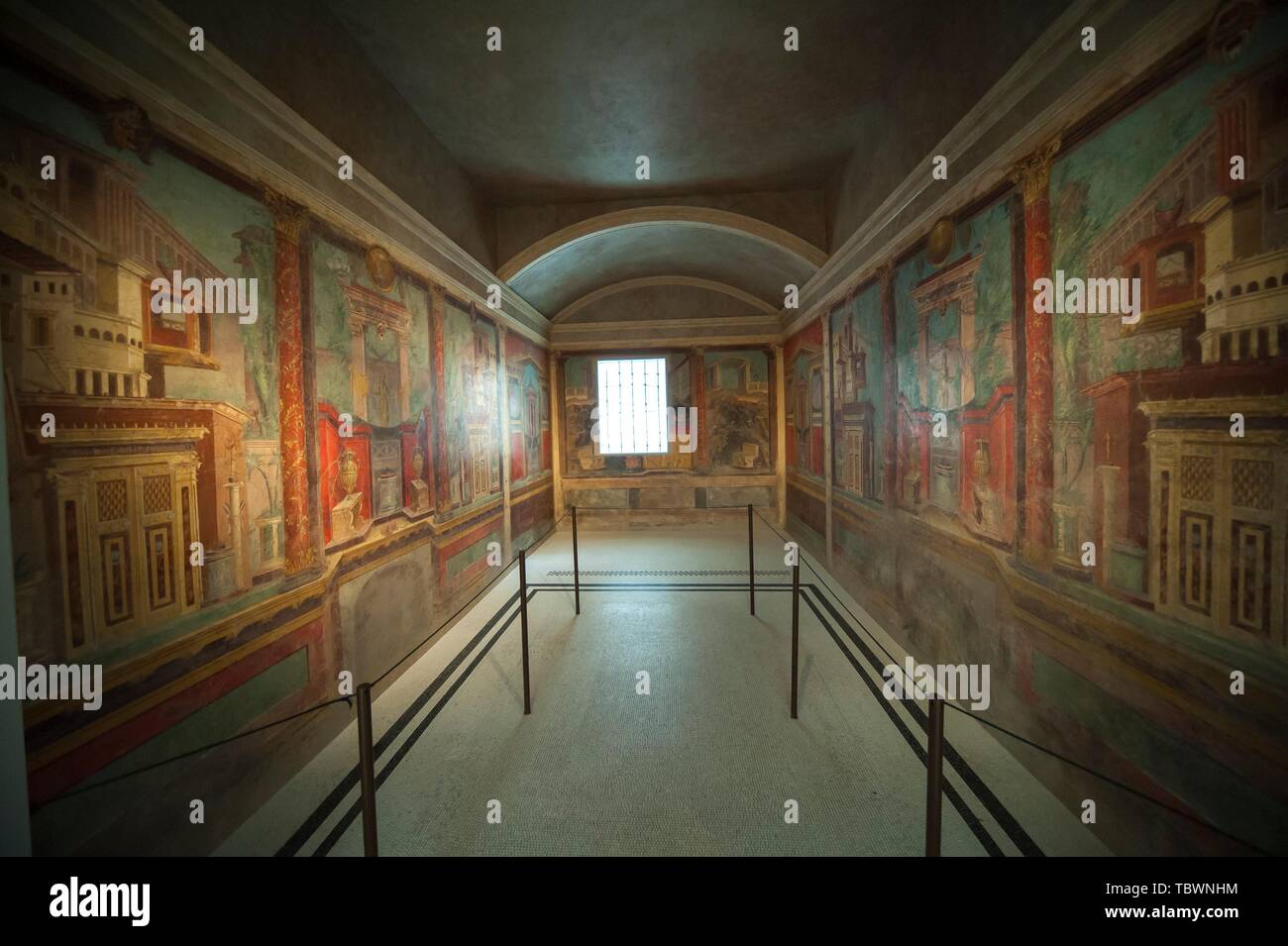 Recreación de un cubículo (cubiculum) de la villa romana de Boscoreale ...