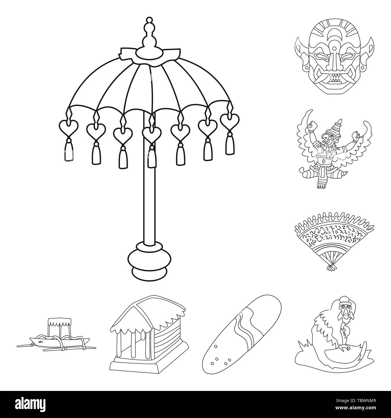 beach,mask,garuda,fan,boat,hut,surfboard,monkey,umbrella,indonesian ...