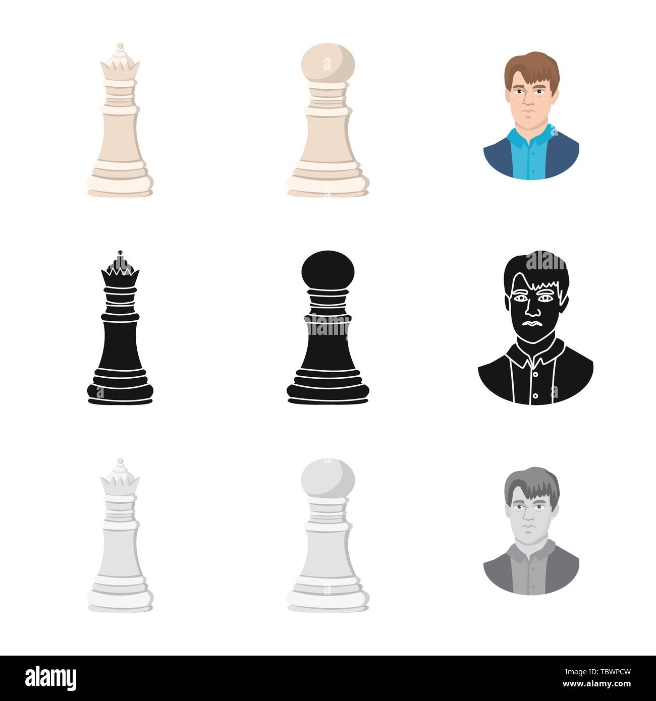 Vector design of checkmate and thin icon. Collection of checkmate and ...
