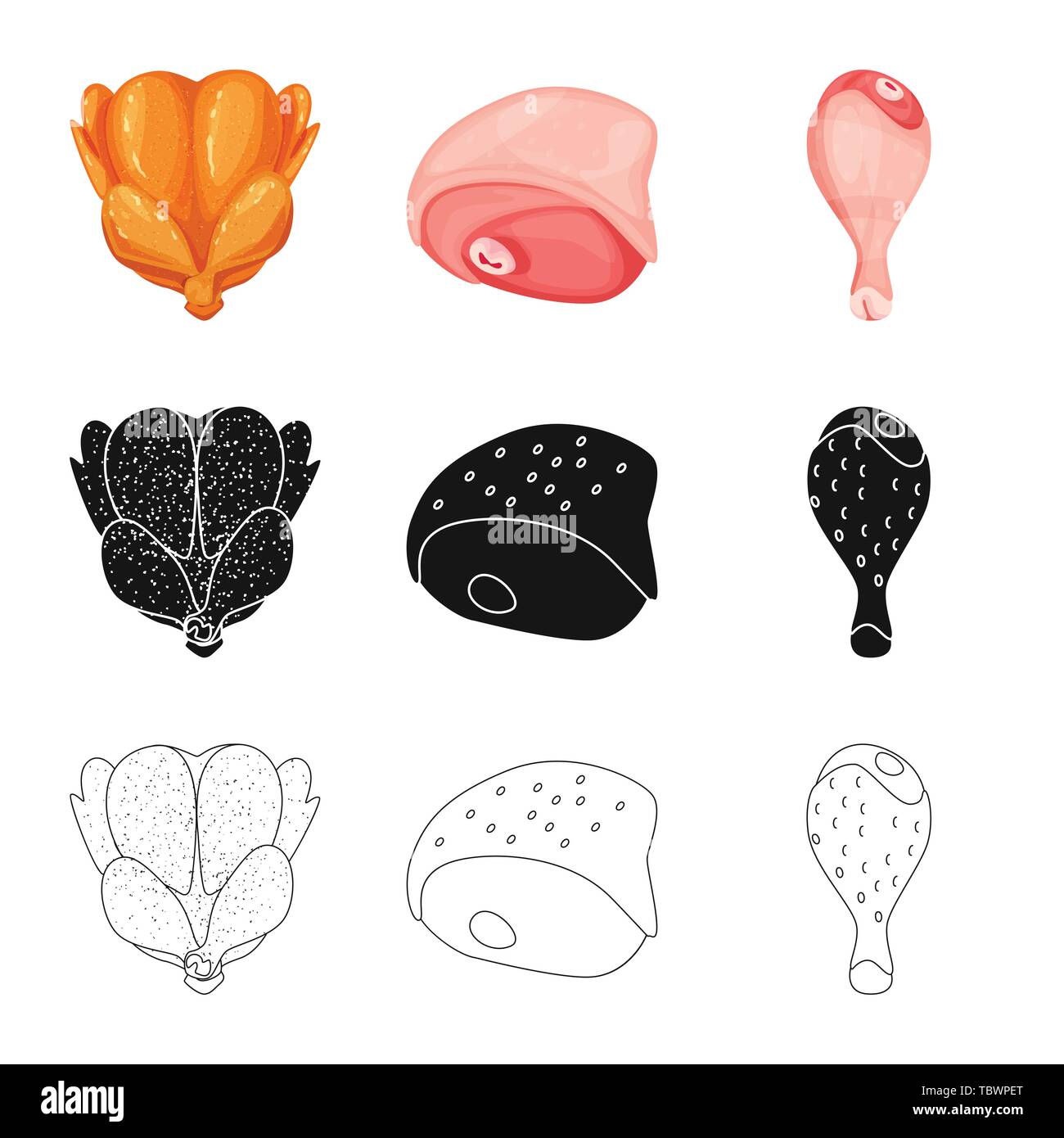 Vector design of product and poultry icon. Collection of product and ...