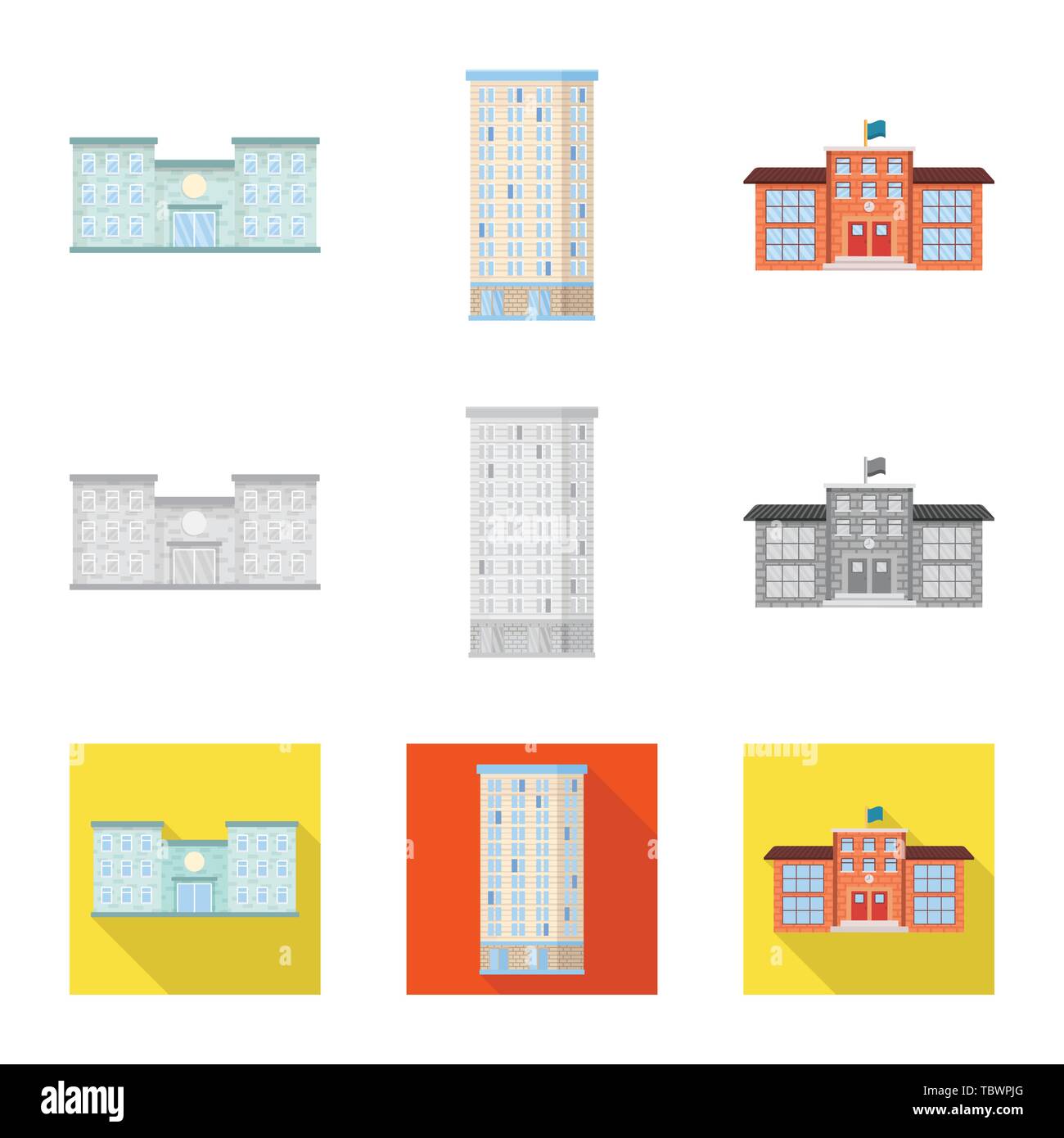 Vector illustration of municipal and center symbol. Collection of ...
