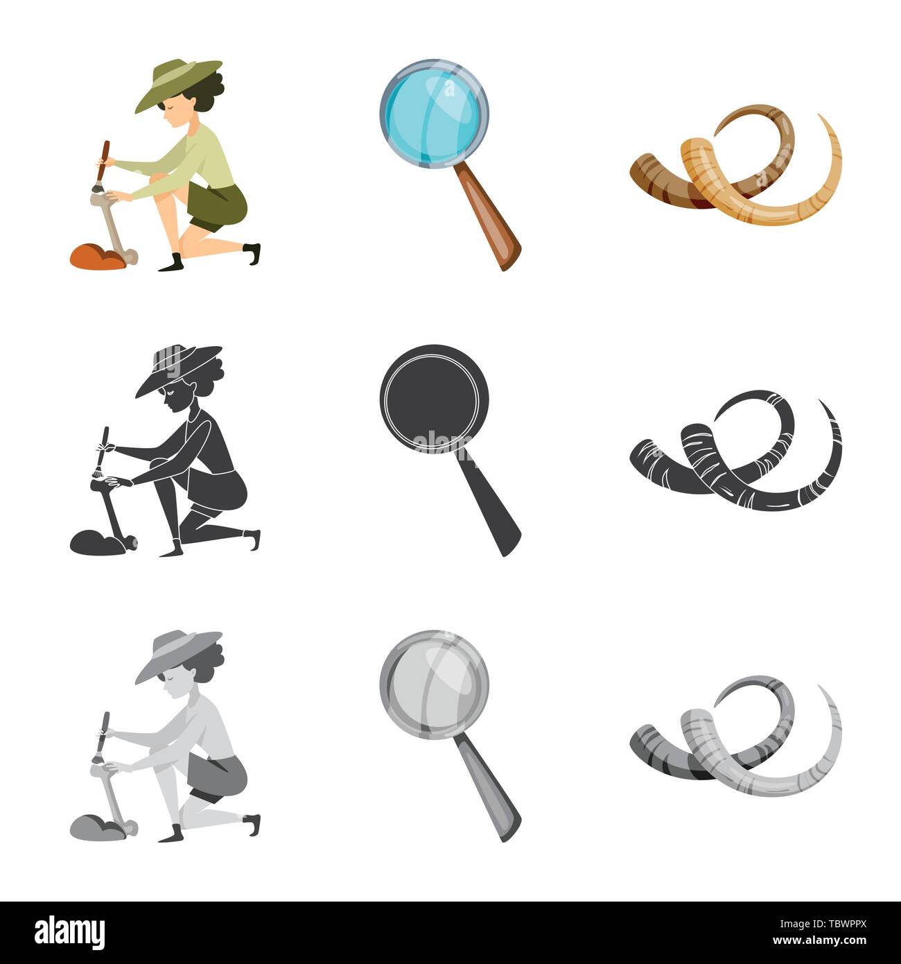 Vector design of story and items symbol. Set of story and attributes ...
