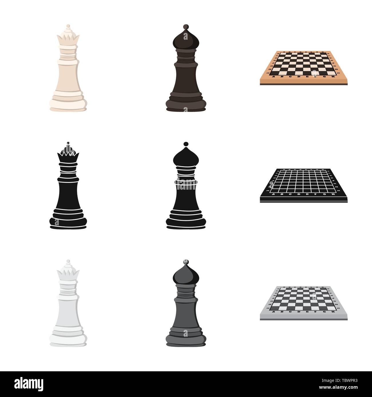 Isolated object of checkmate and thin logo. Set of checkmate and target ...