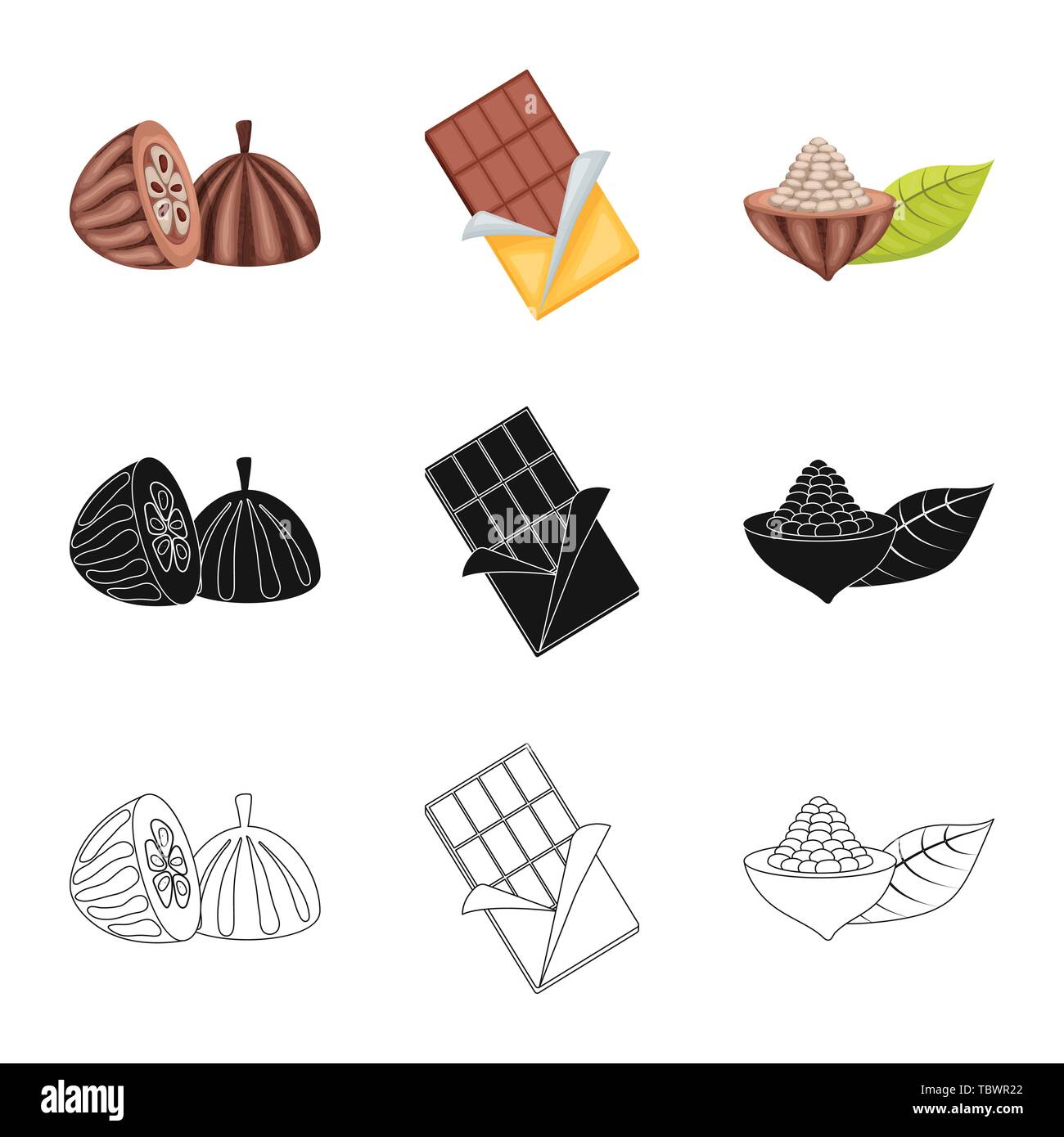 Vector design of food and yummy icon. Collection of food and brown ...