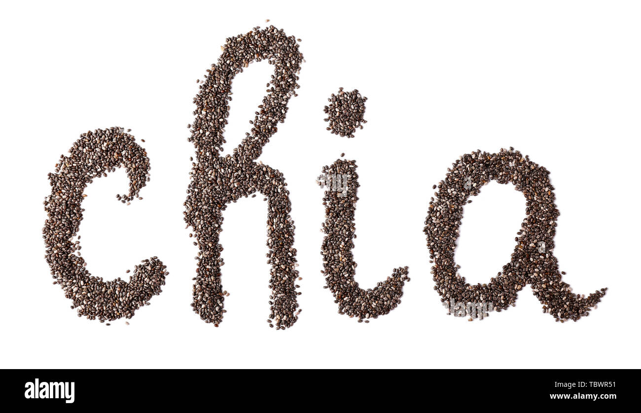 Word CHIA made of seeds on white background Stock Photo - Alamy