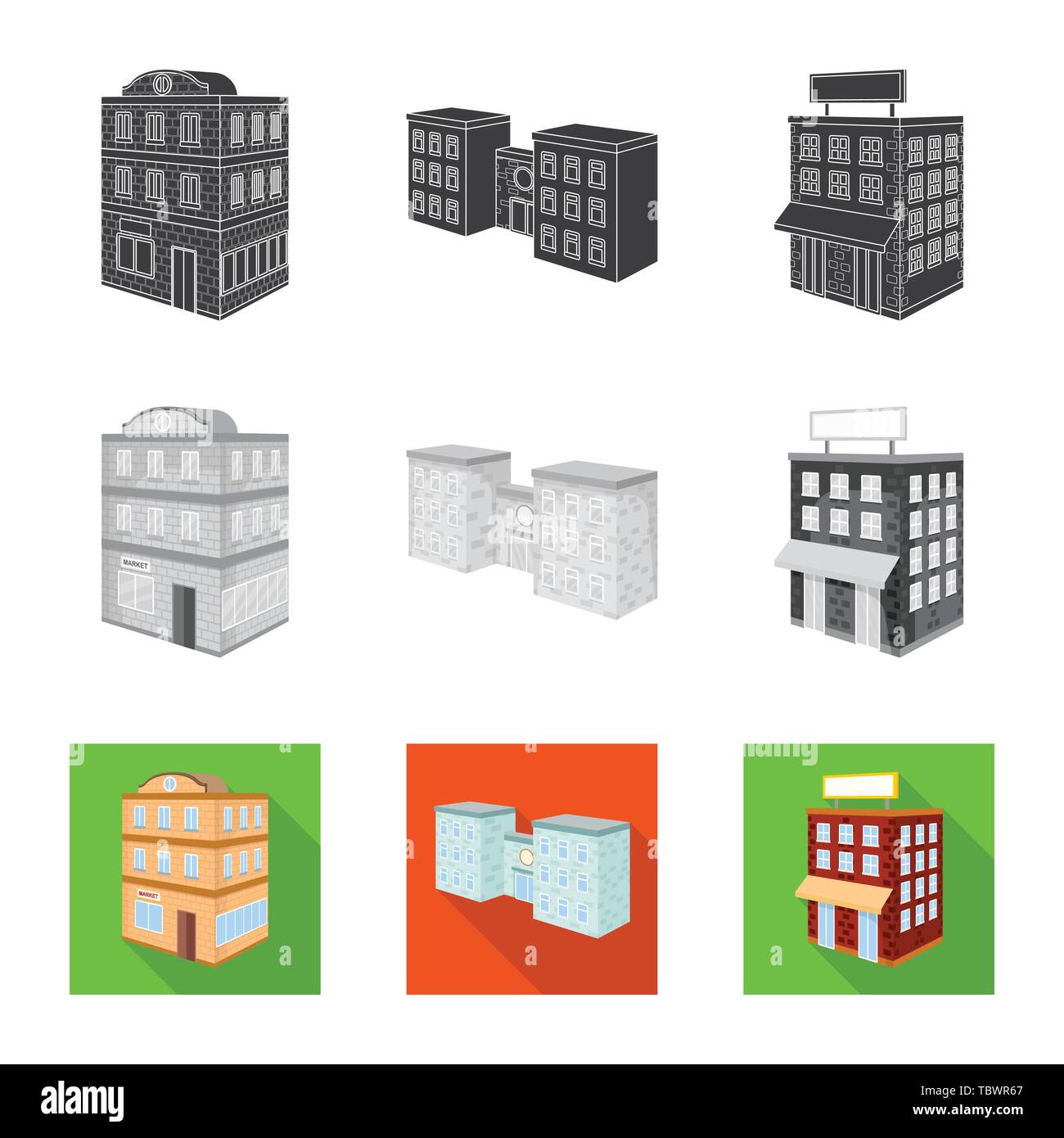 Isolated object of construction and building symbol. Set of ...