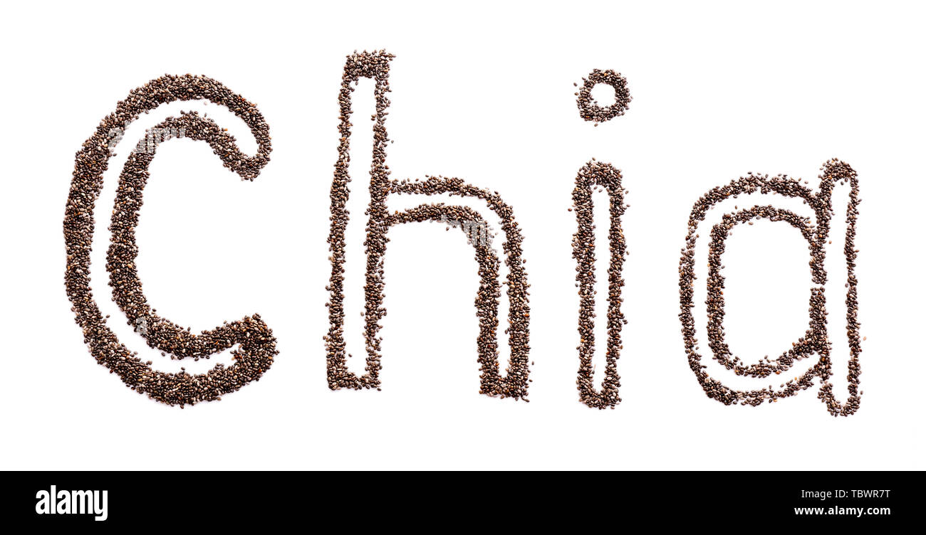Word CHIA made of seeds on white background Stock Photo - Alamy