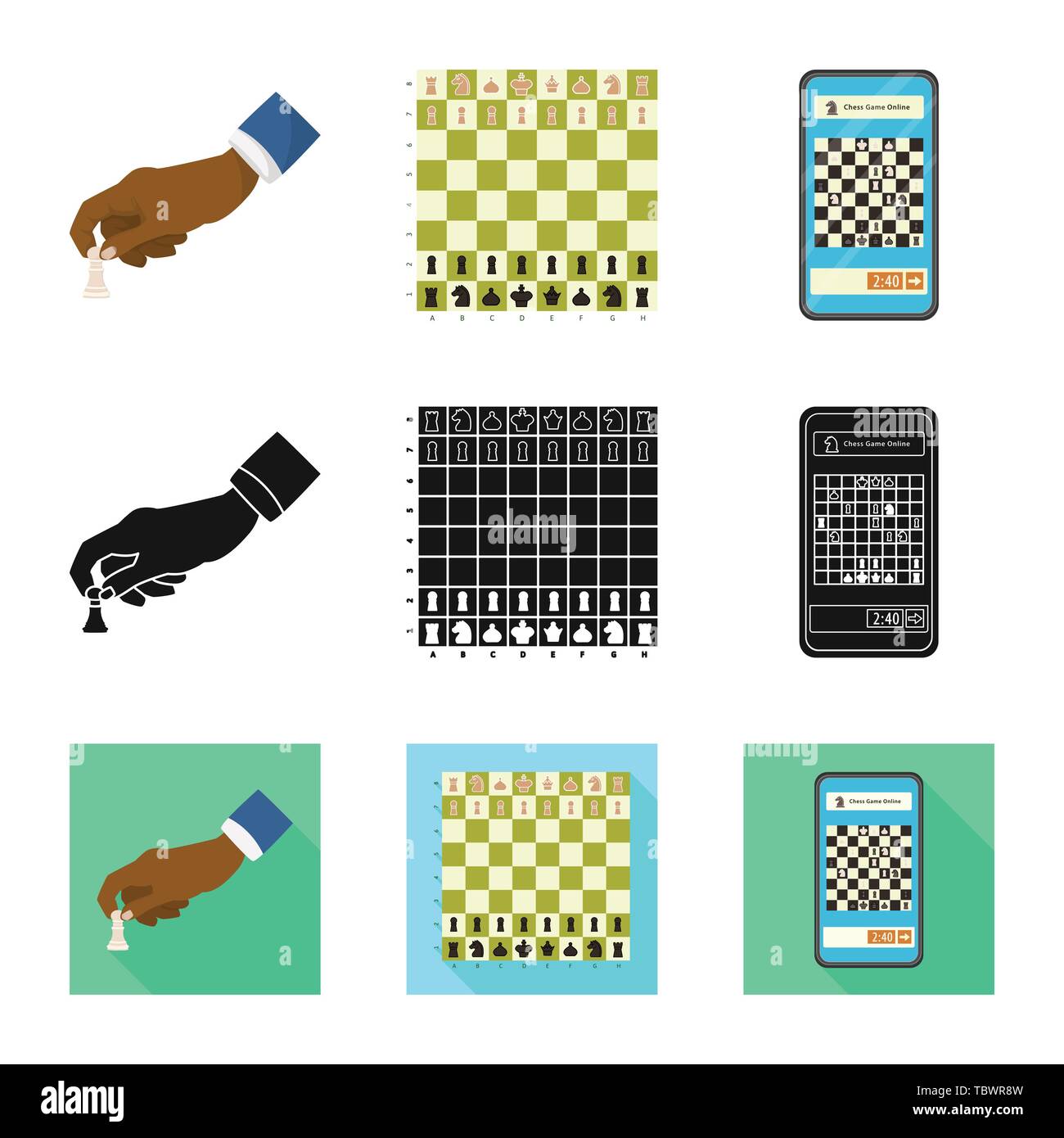 Vector illustration of checkmate and thin sign. Collection of checkmate ...